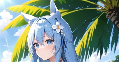 ビキニ水着 水色長髪ウマ娘、ラビットホースのビキニ水着 日向あすかのイラスト Pixiv