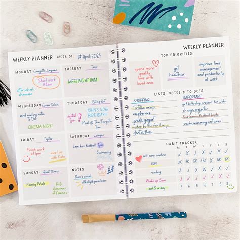 Personalised Daily Planner Choice Of Designs A5 Undated Weekly