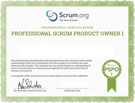 Professional Scrum Product Owner I Certificate Sample Ullizee Inc