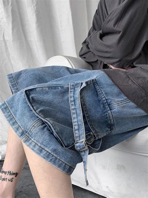Emmiol Free Shipping 2025 Mens Straight Leg Pocket Cargo Denim Shorts