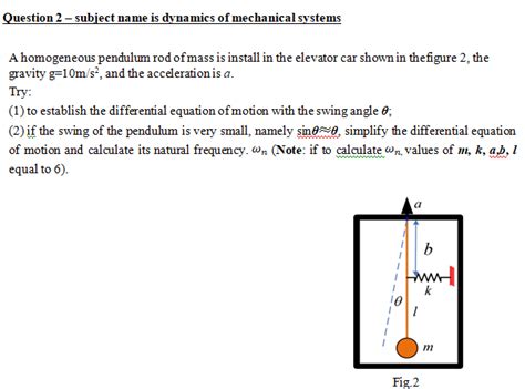 Solved Question Subject Name Is Dynamics Of Mechanical Chegg Com