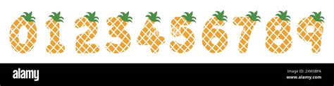 Cute Number Calligraphy Using A Pattern Of Yellow Pineapple Skin White