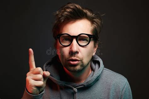 Emotional Man In Glasses Smart Funny Boy Stock Photo Image Of People