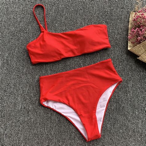 Free Shipping Crop Top Ladies Sexy Mature Bikini Two Piece High Waist