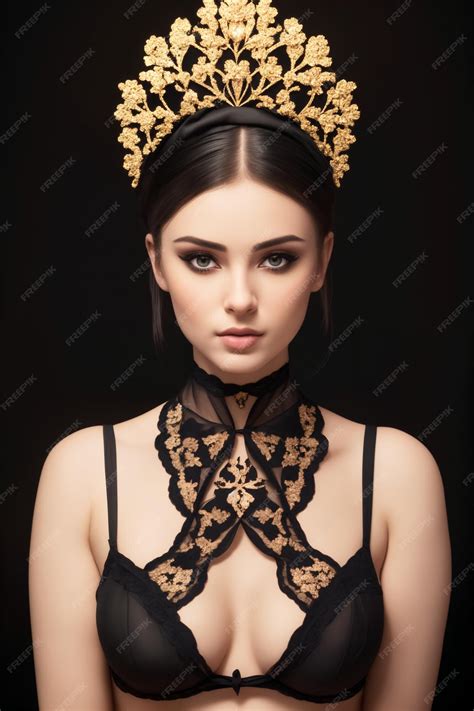 Premium Ai Image Beautiful Woman Bikini Model In Black Bra