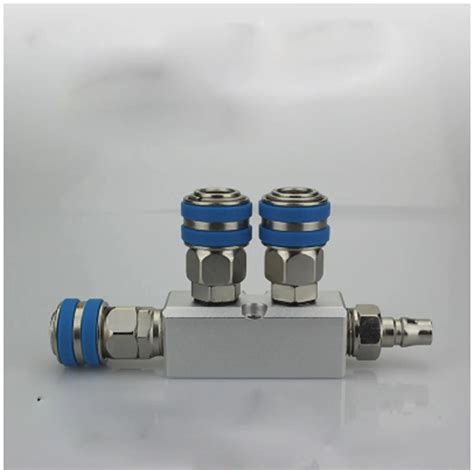 C Type Socket Out 2 Way Pneumatic Air Solid Aluminum Manifold Block