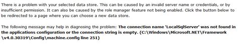 Aspnet Configuration Website For Membership Database Setup Aspnet