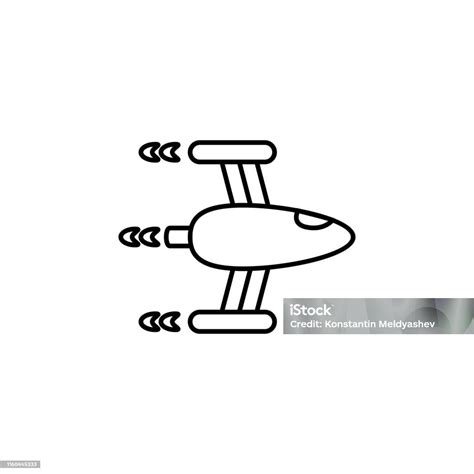우주선 비행 공간 아이콘 간단한 얇은 선 공간의 개요 벡터 우주 Ui 및 Ux에 대한 우주 아이콘 웹 사이트 또는 모바일 응용 프로그램 달 하늘에 대한 스톡 벡터 아트 및