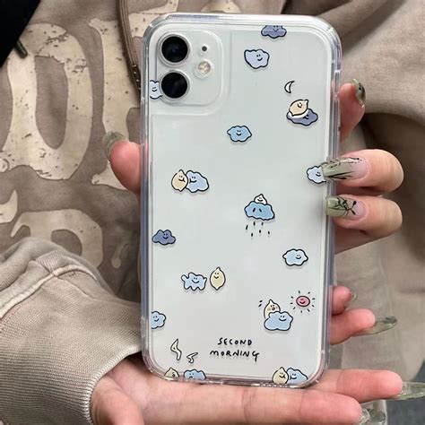 Ins 可愛雲朵 Iphone16 1514手機殼1213promax全包 透明 全包邊防摔 保護殼 蘋果手機保護套 蝦皮購物
