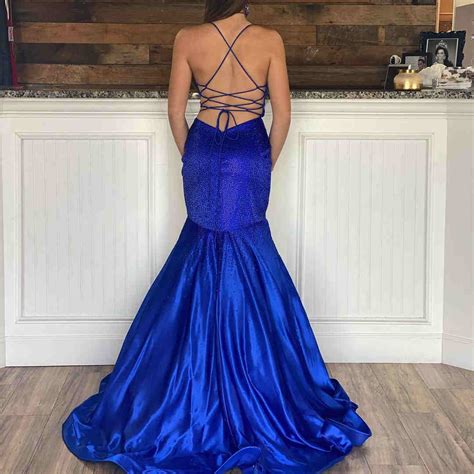 Spaghetti Straps Royal Blue Mermaid Prom Dress · Sugerdress · Online