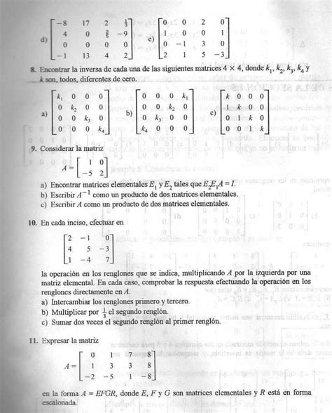 Ejercicios Matrices Elementales E Inversas