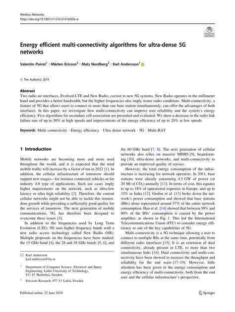 Pdf Energy Efficient Multi Connectivity Algorithms For Ultra Dense 5g
