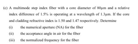 Solved C ﻿a Multimode Step Index Fiber With A Core