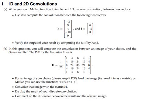 Solved Write Your Own Matlab Function To Implement 1d