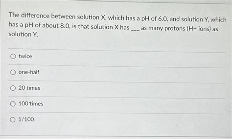 Solved The Difference Between Solution X Which Has A Ph Chegg Com