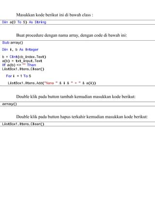 Fungsi Array Pada VB Docx