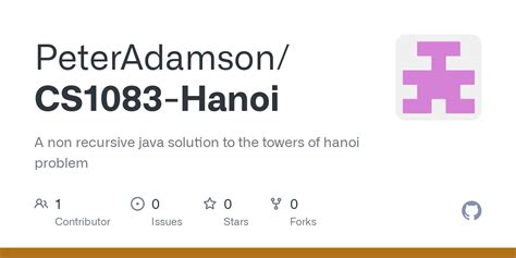 Github Peteradamson Cs Hanoi A Non Recursive Java Solution To