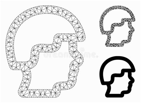 Soldier Head Vector Mesh Network Model And Triangle Mosaic Icon Stock Vector Illustration Of