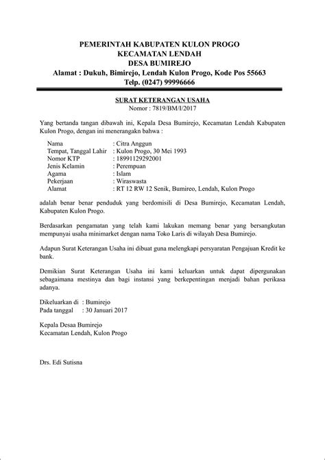 Contoh Surat Pernyataan Melakukan Kegiatan Usaha Surat Permohonan