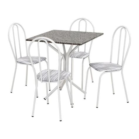 Conjunto De Mesa Thais 4 Cadeiras Branca Linho Artefamol