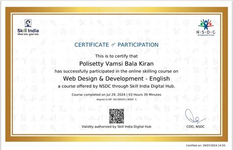 Vamsi Bala Kiran Polisetty On Linkedin Webdesign Webdevelopment Nsdc Skillindia Digitalskills