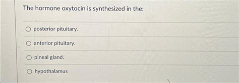 Solved The Hormone Oxytocin Is Synthesized In The Posterior