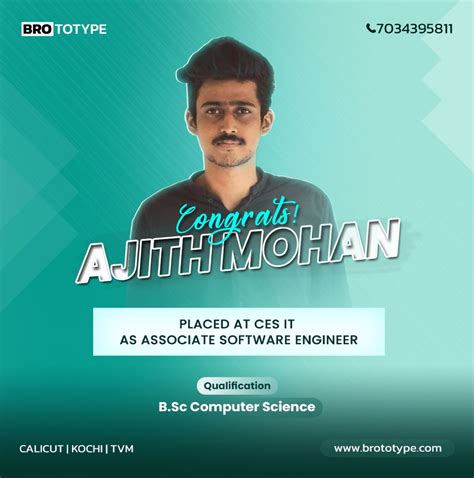 Brototype On Linkedin Congrats Ajith Mohan 👏🏼 Placed At Ces It As