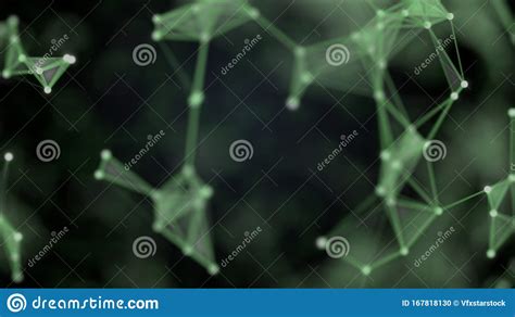 Abstract Plexus Background Connection Of Green Lines And Dots Making A Polygonal Structure
