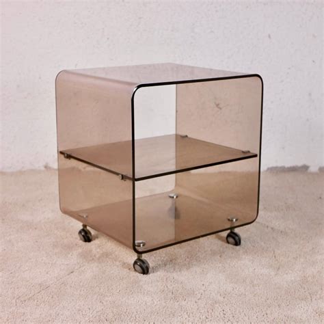Plexiglass Side Table On Wheels By Michel Dumas For Roche Bobois 1970s For Sale At 1stdibs