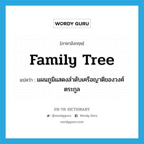 แผนภูมิแสดงลำดับเครือญาติของวงศ์ตระกูล ภาษาอังกฤษ En Th Dictionary