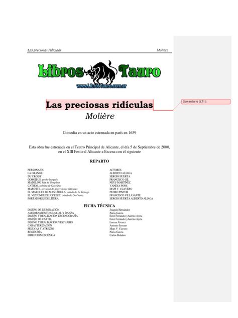 Moliere Las Preciosas Ridiculas Pdf Molière