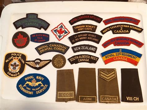 Lot Of Canadian Military Rank And Insignia Patches Air Force Army