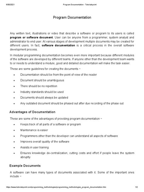 Program Documentation Tutorialspoint Pdf Software Computer Program