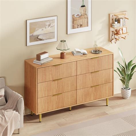 Fluted Dresser For Bedroom With 356 Drawers Wooden Chest Of Drawers