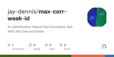 GitHub Jay Dennis Max Corr Weak Id An Identification Robust Max Correlation Test MATLAB