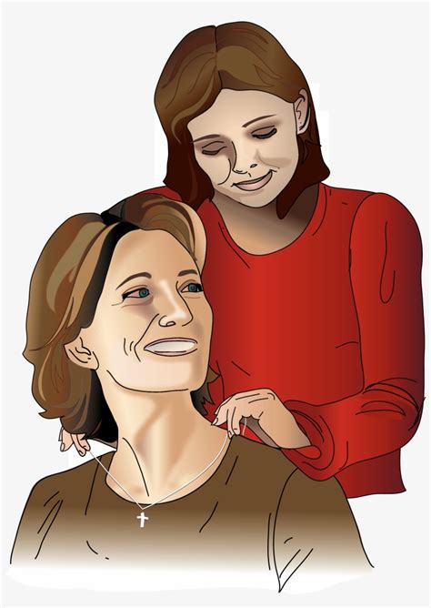 Daughter Gives Mom A Necklace Mother And Adult Daughter Clip Art