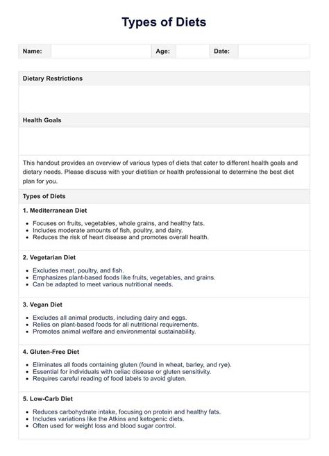 Balance Diet Chart And Example Free Pdf Download