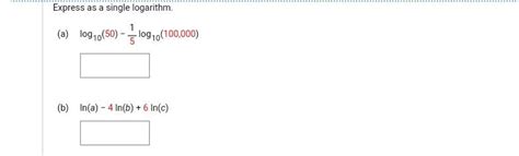 solved express as a single logarithm a log10 50