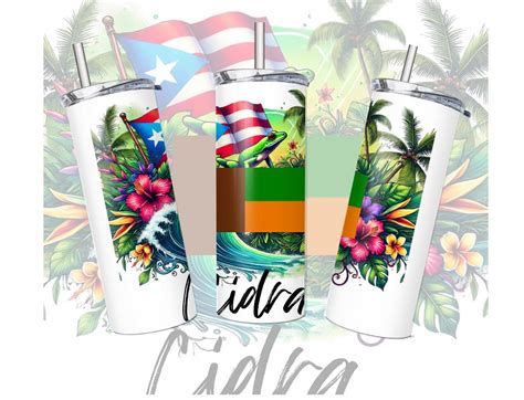 City Flag Of Cidra Puerto Rico Digital Download 20 Oz Skinny Tumbler Sublimation Digital