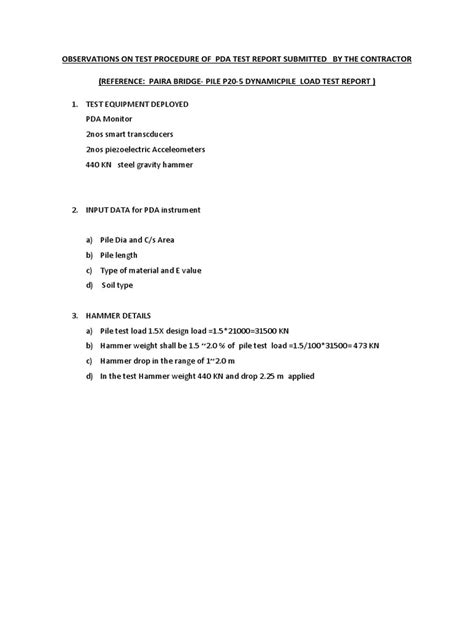 Pda Test Report Observations Pdf Waves Force