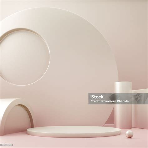 추상적인 기하학적 배경 화장품 제품 프리젠 테이션을위한 갈색 파운데이션 크림 3d 렌더링 연단에 대한 스톡 사진 및 기타 이미지 Istock