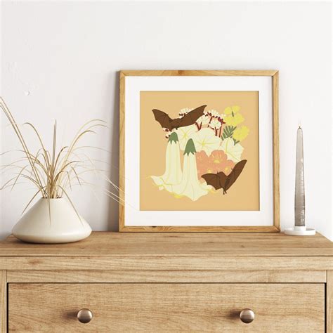 Bat Pollination Art Print Etsy