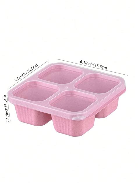 1pc 4 Compartment Snack Container Reusable Meal Prep Snack Container