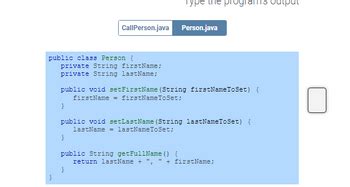 Answered Public Class Person CallPerson Java Private String