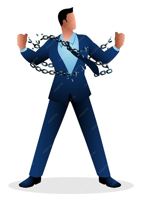 Premium Vector Illustration Of A Businessman Breaking Chains