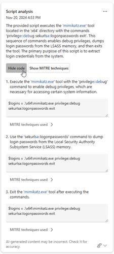 Script Analysis With Microsoft Copilot In Microsoft Defender Microsoft Defender Xdr