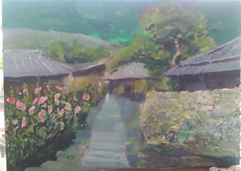 시골풍경 유화 그림