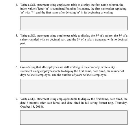 Solved Write A SQL Statement Using Employees Table To Chegg