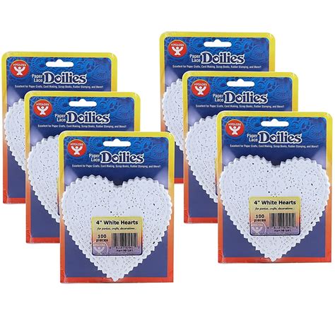 Hygloss Heart Doilies White 4 100 Pack 6 Packs Hyg91041 6 Image 1