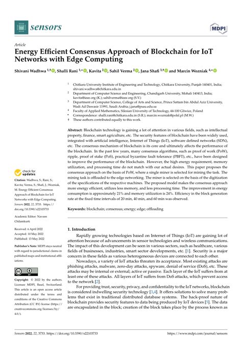 pdf energy efficient consensus approach of blockchain for iot